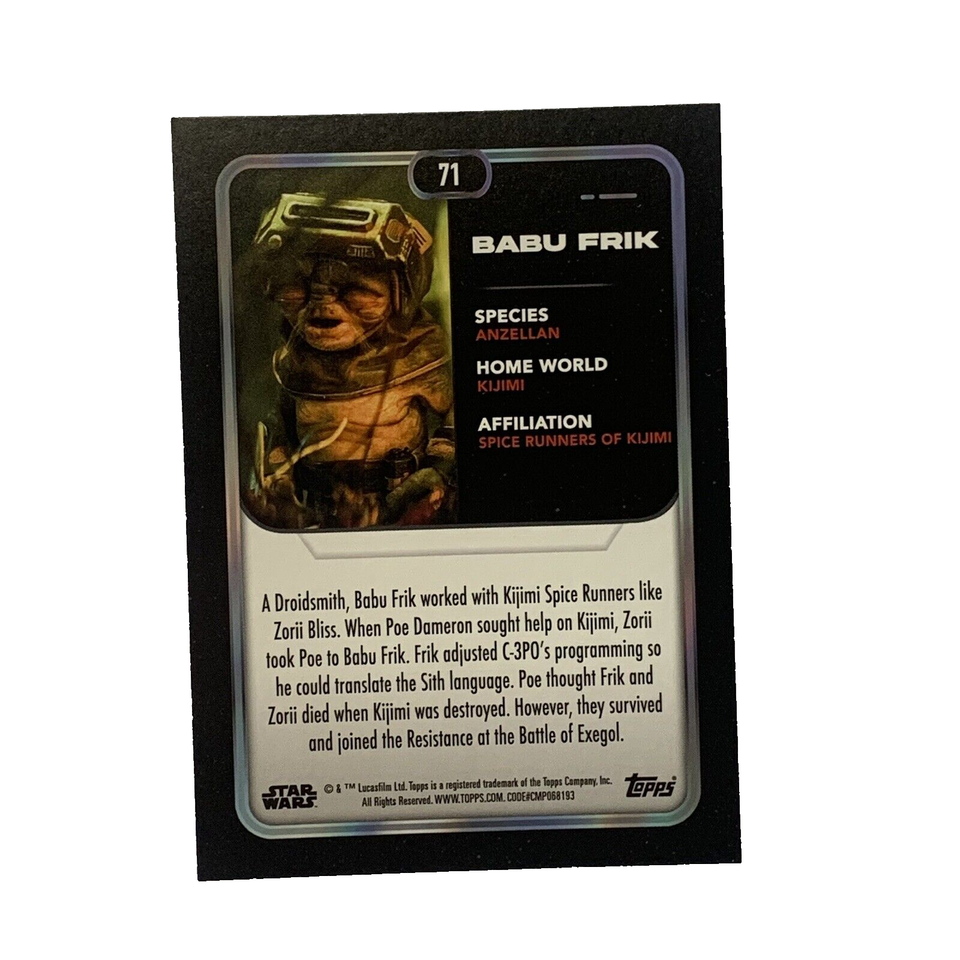 2023 Topps Star Wars Flagship Card #71 Babu Frik | eBay