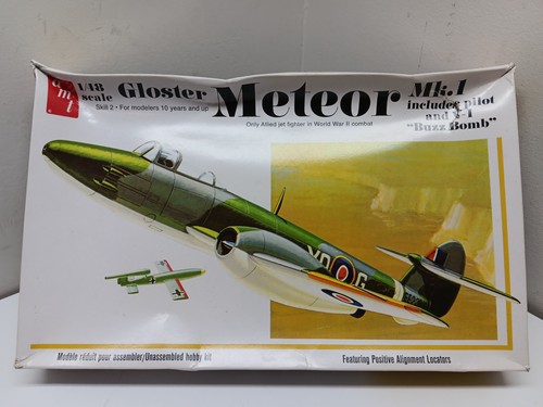 Vintage AMT Gloster Meteor Mk.1 RAF Fighter Jet 1:48 Scale Plastic ...