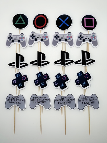 20x Personalised Playstation PS5 Cupcake Toppers Gaming Birthday Cake ...