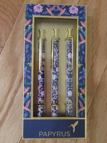 Papyrus Floral Ballpoint Pen Set 3 Pack Black Ink | eBay