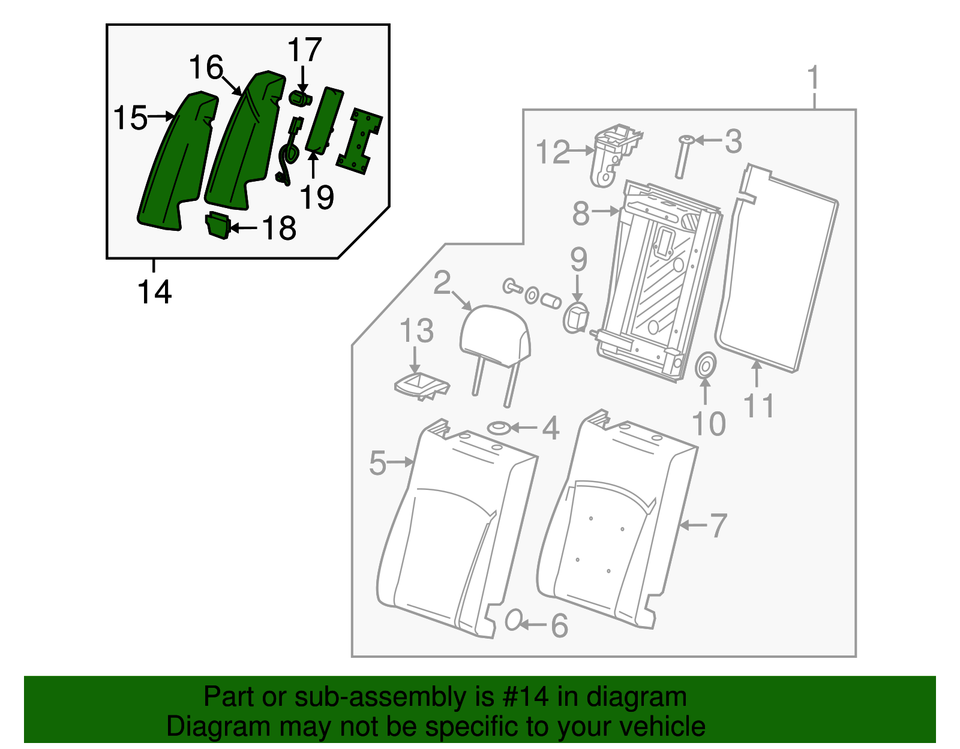Genuine GM Light Cashmere Rear Driver Side Seat Back Bolster 20882991 ...
