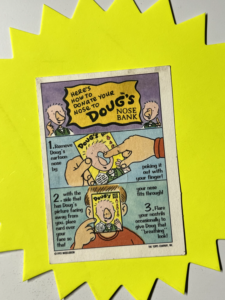 1993 Topps Nickelodeon Doug's Nose Bank Activity Card #6 | eBay