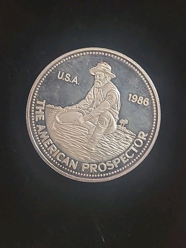 1986 Proof Engelhard Prospector Round 1 Oz .999 Silver Low Mintage Less ...