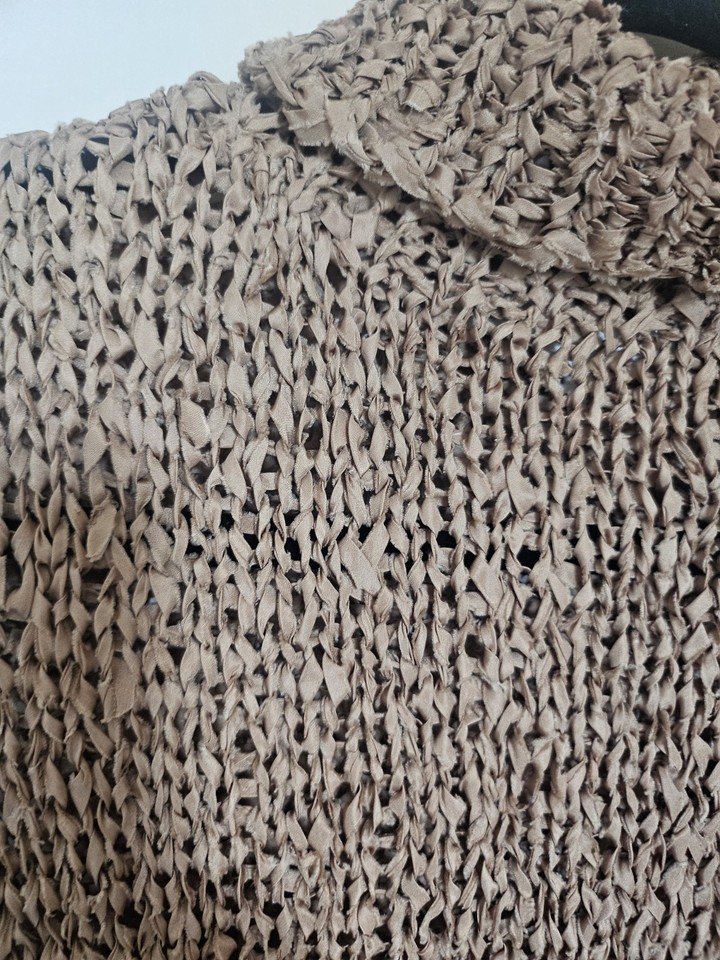 BALLINGER GOLD - GOLD CROCHED SILK TURTLENECK TOP SZ. M STRETCHY FABRIC ...