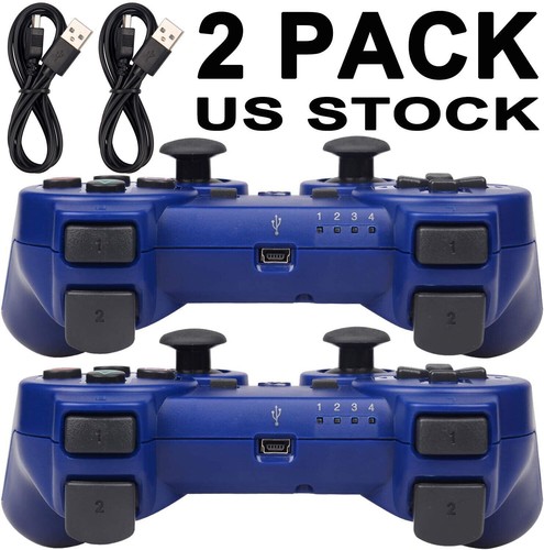 2x Blue Wireless Bluetooth Video-Game Controller Pad For Sony PS3 ...