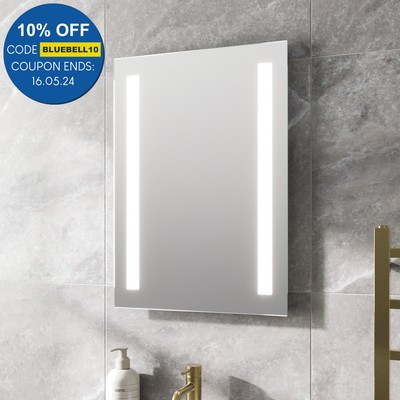 Modern Bathroom Mirror LED Illuminated Rectangular Battery Powered 500 ...