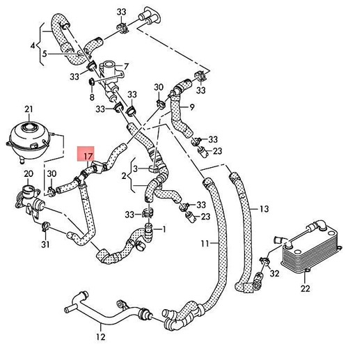 VW CAMPMOBILE TYP2 TRANSP. LT COOLANT HOSE WITH VALVE 7E0122447C NO ...