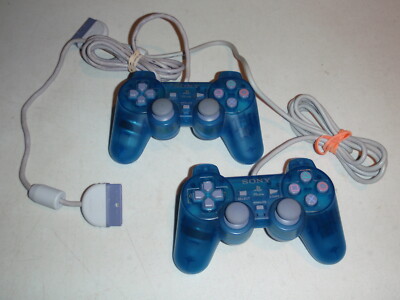 Lot of 2 Sony Clear Blue Playstation 1 Analog Controller PS1 PSone ...