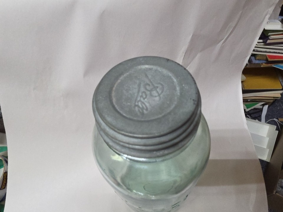 Mason Fruit Jar. Half Gallon Green. Mint Complete | eBay