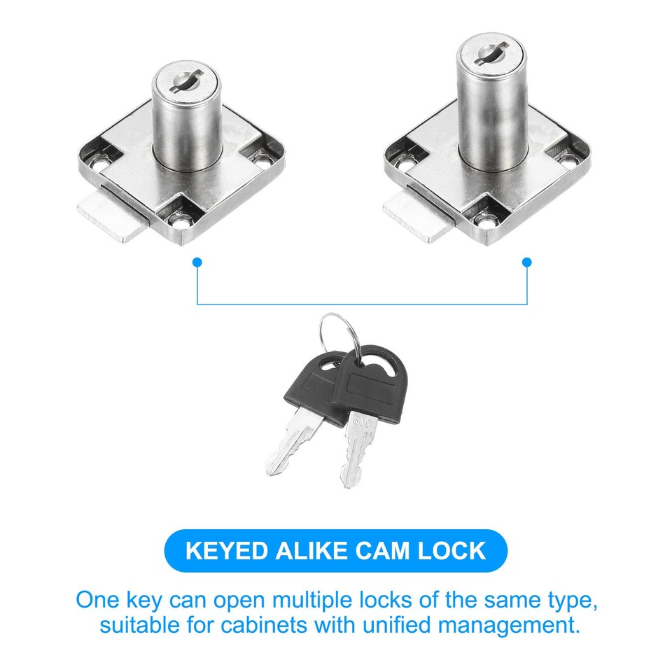 4Pcs Keys Alike Alloy Tool Box Locks Silver Cylinder Cabinet Cam Lock 7 ...