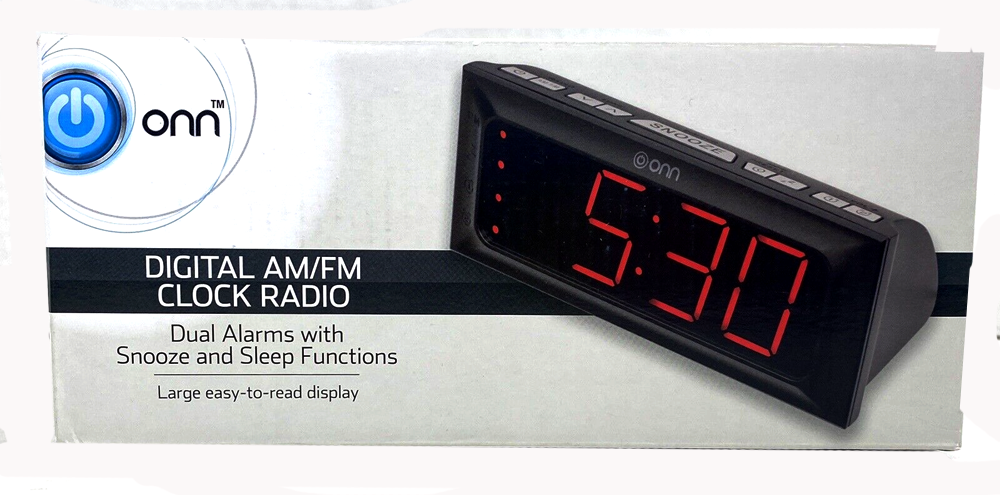 Digital AM/FM Dual Alarm Clock Radio Large LED Display by ONN | eBay