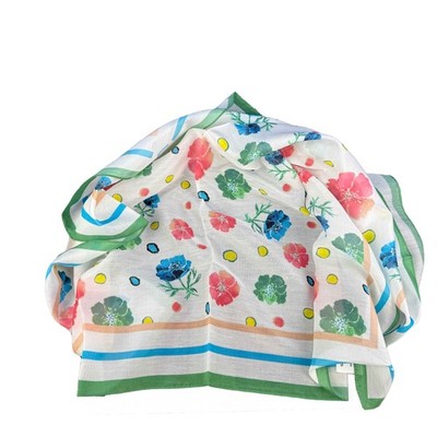 Chervo Golf Neck Scarf Yflowers Blue White Floral Pattern 22A New | eBay