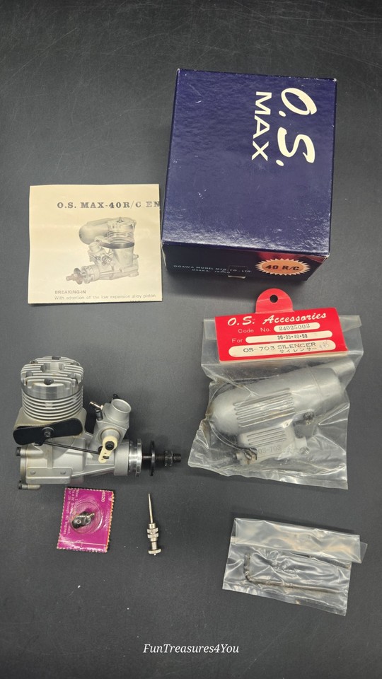 Vintage OS Max Max 40 RC Model Airplane Engine w/ 703 Muffler Made in ...