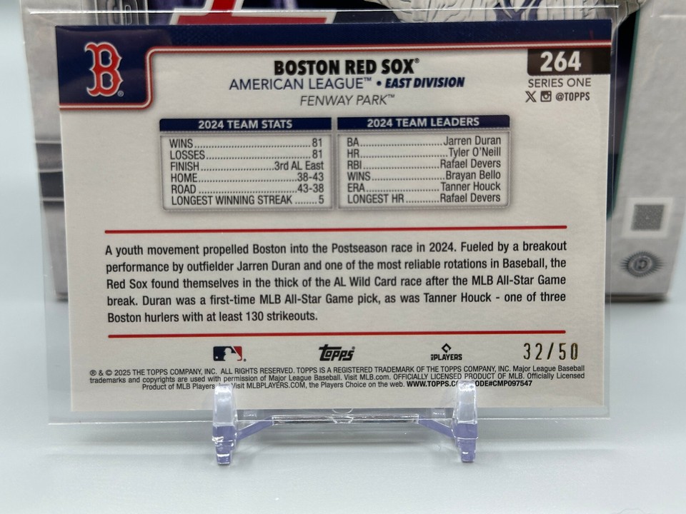 2025 Topps Boston Red Sox #264 Team Card CANVAS PARALLEL /50 | eBay