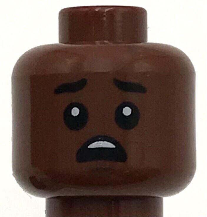 Lego New Reddish Brown Minifig Head Dual Sided Black Eyebrows Raised ...