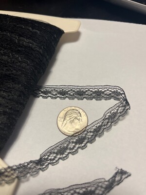 1/2 in wide delicate black lace with excellent floral detail, 2 yard ...
