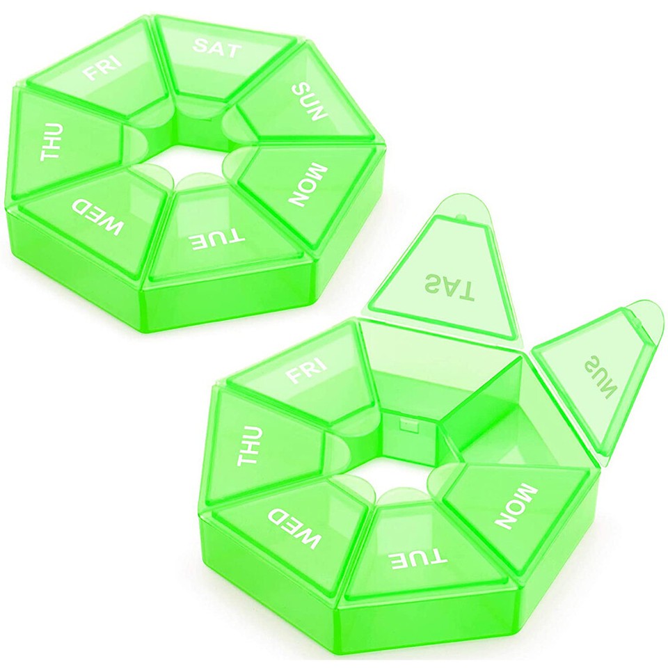 2PCS Weekly Pill Box Daily Organiser Medicine Tablet Storage Dispenser ...