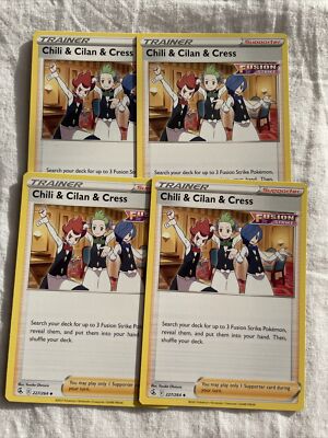 Chili & Cilan & Cress 227/264 Playset (4x) Fusion Strike Pokémon TCG ...