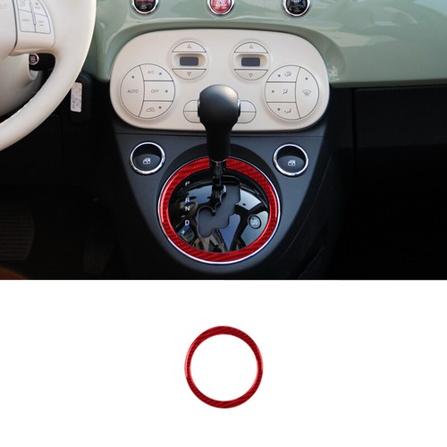 Bright Red Carbon Fiber Center Automatic Gear Shift Circle For Fiat 500 ...
