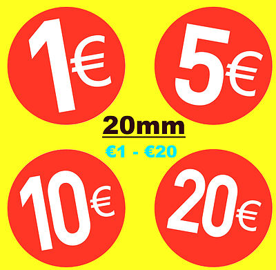 20mm Bright Red Euro € Price Point Stickers / Sticky Labels - Swing Tag ...