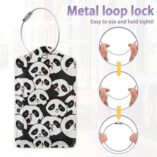 2Pcs Luggage Tag for Suitcase Cute Suitcase Tag with Privacy Flap Panda ...