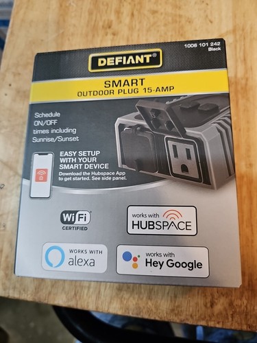 Defiant Smart Wi-Fi Bluetooth Outdoor Plug with 2 Outlets Black ...