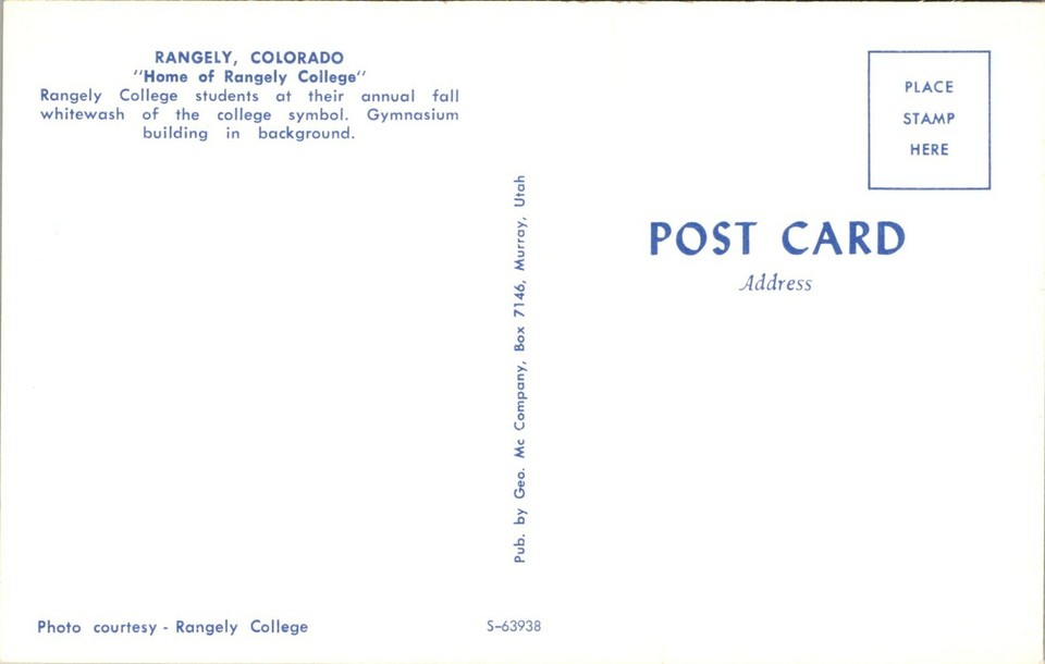 Home of the Rangely College Rangely Colorado Postcard | eBay