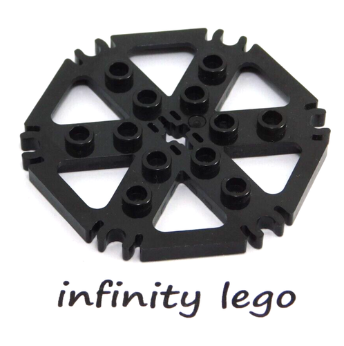 4 LEGO Black Technic Plate 6x6 Hexagonal with 6 Spokes & Clips (64566 ...