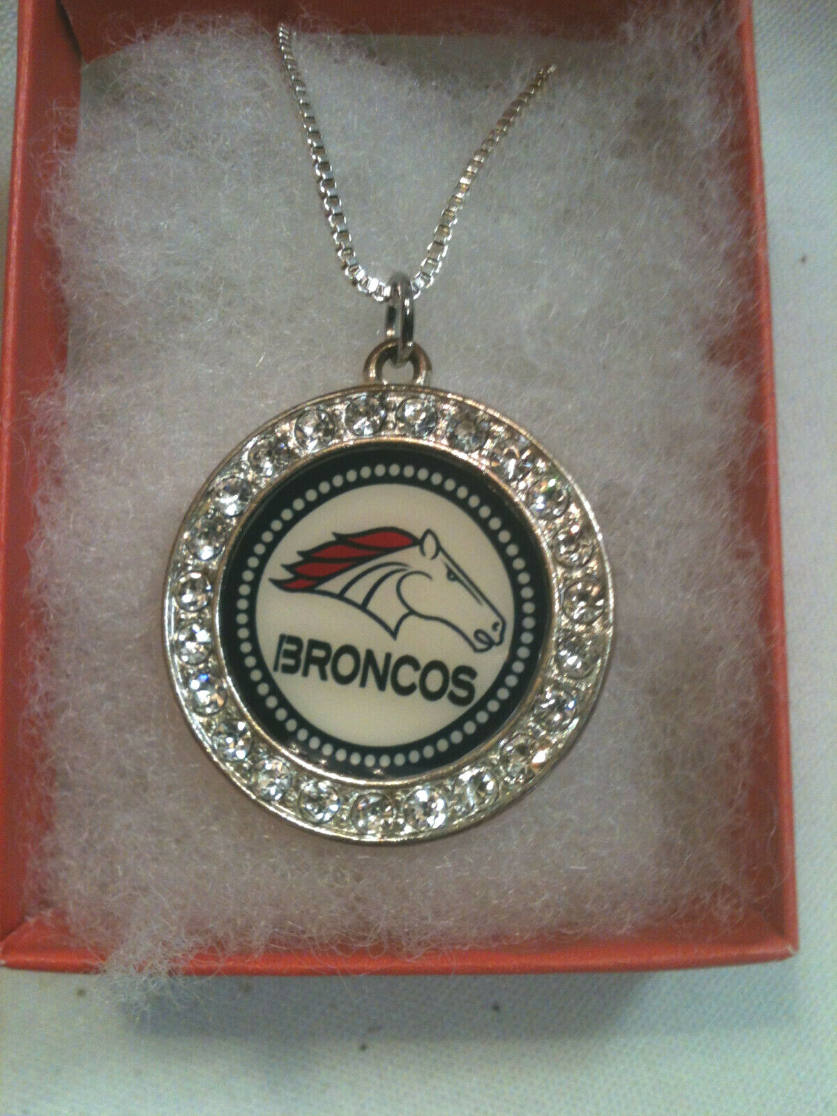 Denver Broncos Silver Pendant Necklace W/Crystals 30 sterling silver ...
