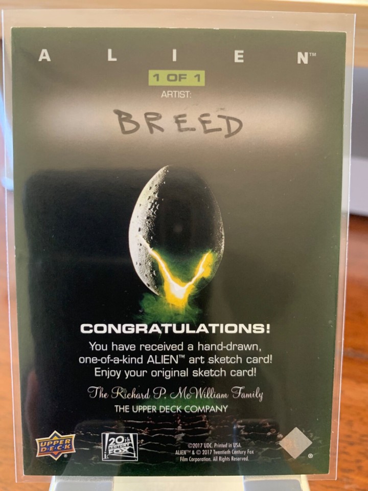 2017 Upper Deck Alien (AP) Sketch Card by Bobby Breed 1/1 Jonesy v ...