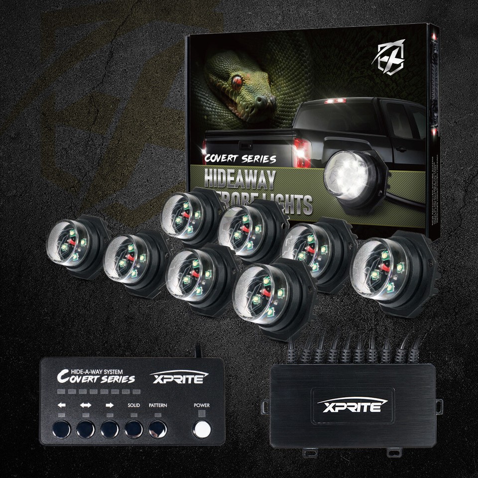 Xprite 8pcs Hideaway LED Strobe Light Kit Emergency Hazard Warning ...