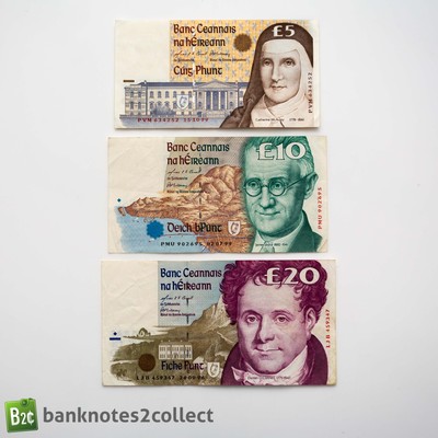 IRELAND: Set of 3 Irish Punt Banknotes. | eBay