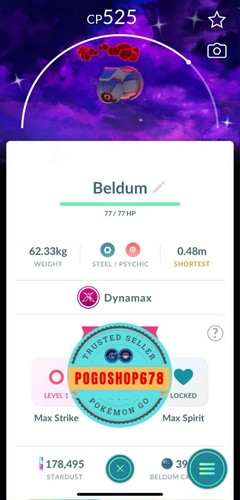 Pokémon Go - Shiny Dynamax Beldum Dark Skies Background - PTC or Trade ...