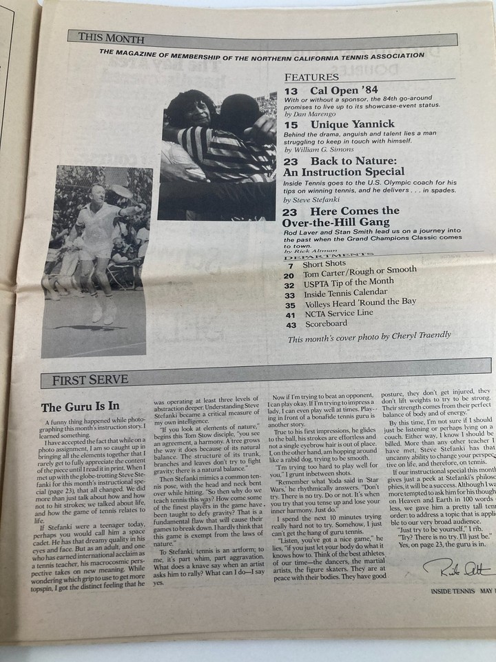 VTG Inside Tennis Magazine May 1984 Unique Yannick In Defense of the ...