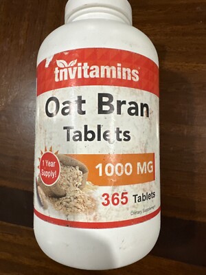 Oat Bran Tablets 365 Tablets 1,000 MG. 1 year supply dietary supplement ...