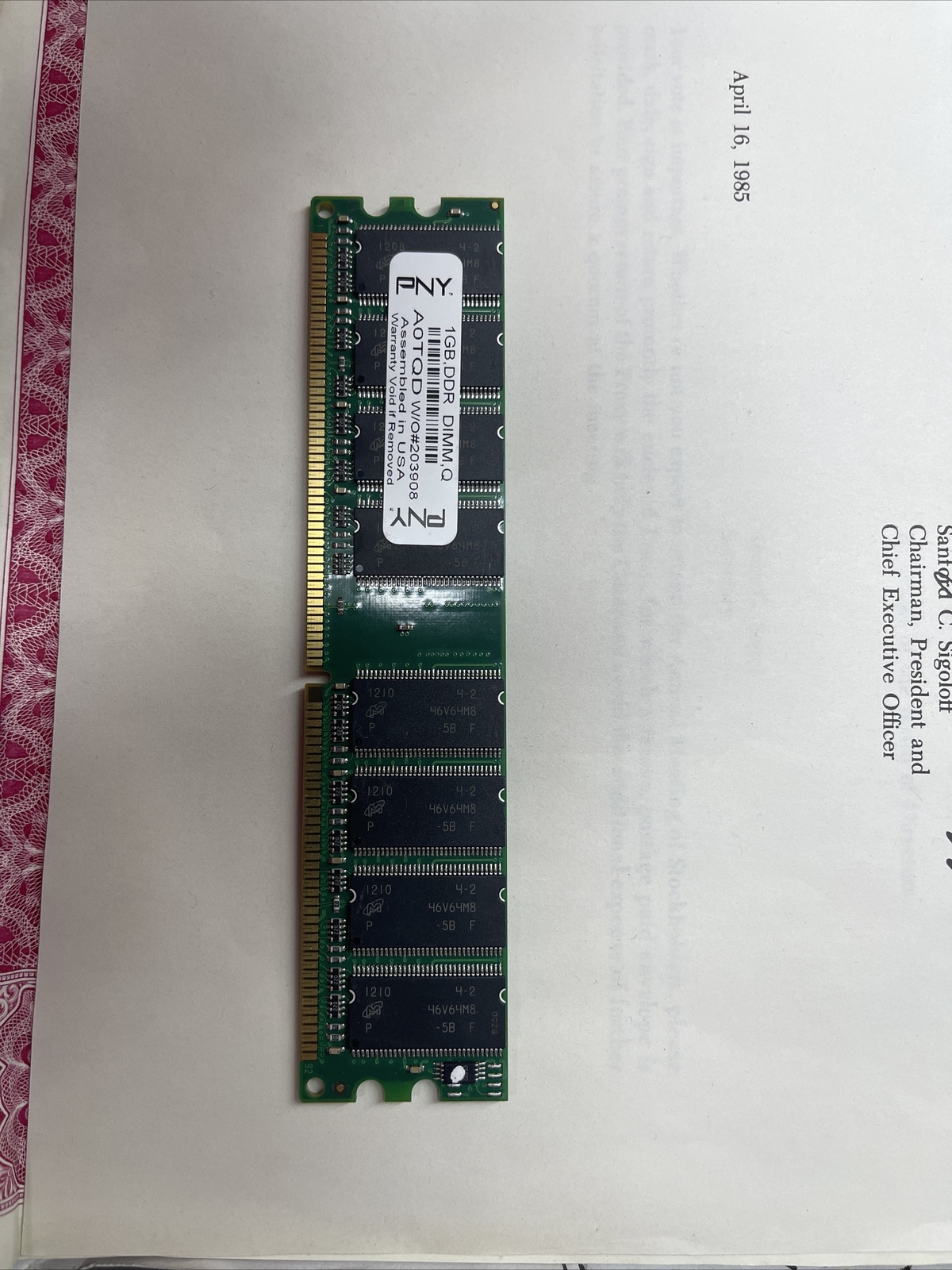 PNY 1GB,DDR DIMM,Q AOTQD W/O#203908 | eBay