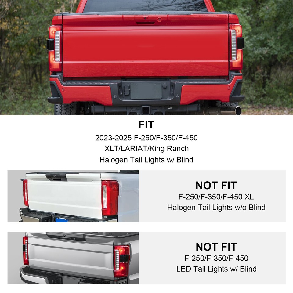 Left Tail Light for 2023-2024 Ford F250 F350 SuperDuty Halogen w/Blind ...