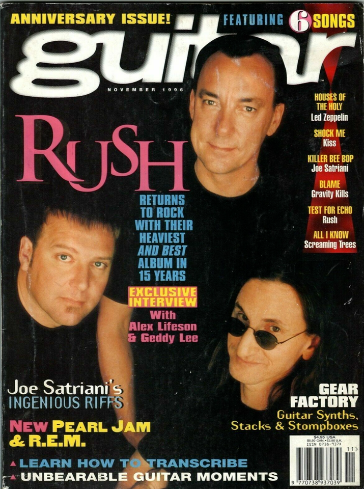 Guitar Magazine November 1996 Rush Pearl Jam Joe Satriani REM Helmet ...