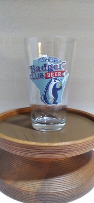 HTF BADGER CLUB BEER PINT GLASS, WISCONSIN BREWING Co. VERONA WISCONSIN ...