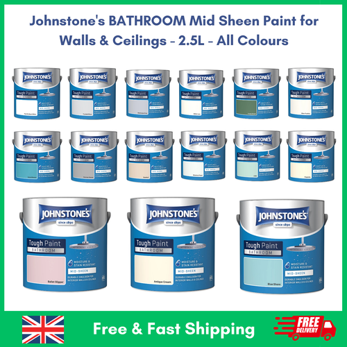 Johnstones BATHROOM Mid Sheen Paint For Walls Ceilings 2.5L All Colours ...