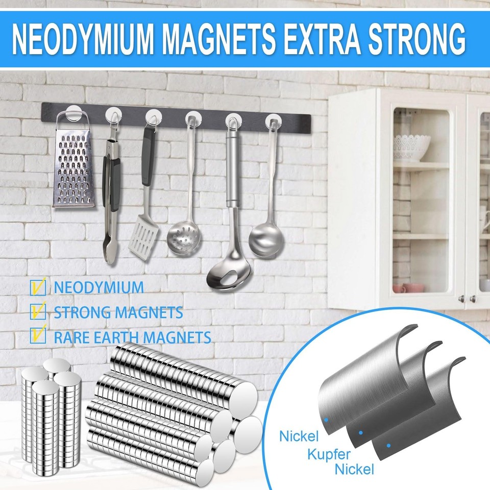 100 Pack Neodymium Magnets Strong 8x3mm Small Round Magnet Fridge Rare ...