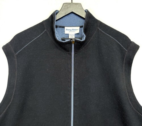 Tommy Bahama Men's Full Zip Vest 2XLT Navy Blue Reversible Flip Crew ...