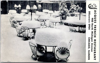 Vintage Jacques French Restaurant Chicago Snowy Winter Dining Room ...