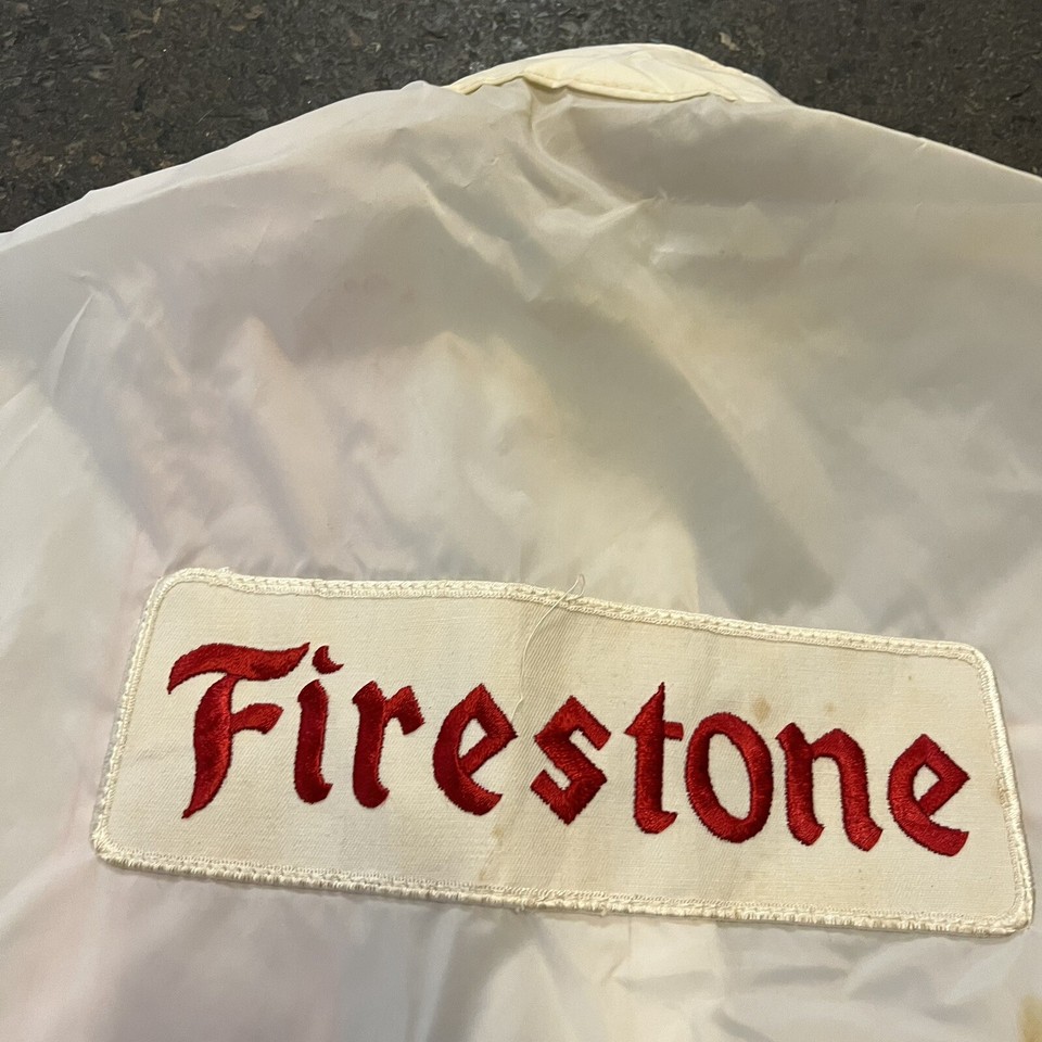 Vtg 1960s FIRESTONE White Red Stripe RACING NYLON Team JACKET ...