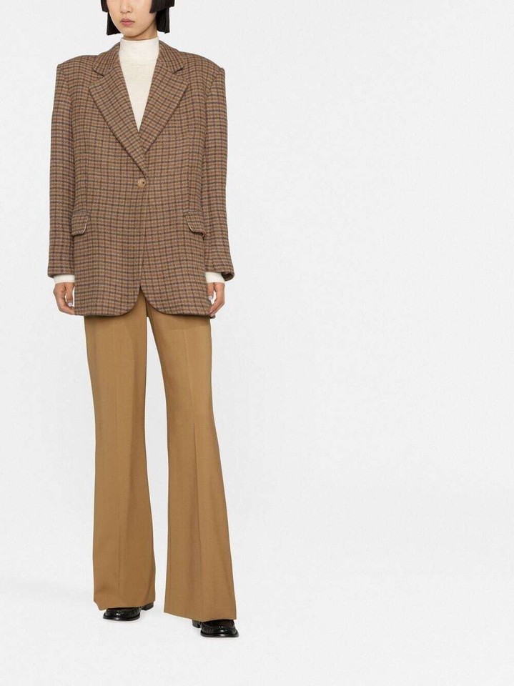 NEW Sandro Jenna Checked Single-Breasted Blazer - Brown Size 42 #SJ403 ...