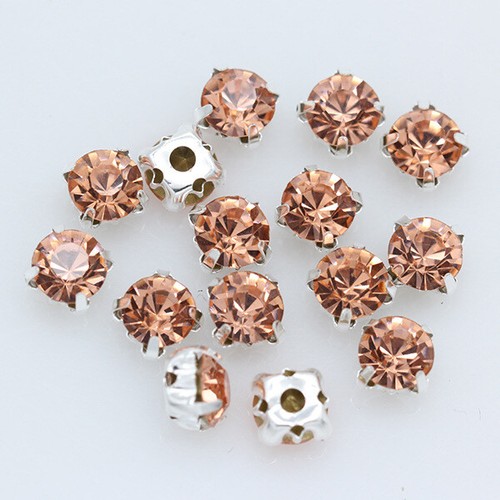 1440pcs 4mm Round Glass Crystal Rhinestone Sew on Silver Bottom Beads ...