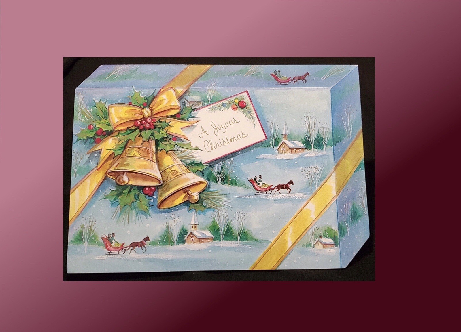 Vintage Christmas Card Coronation Collection 3D Gift Wrap Design Bells ...