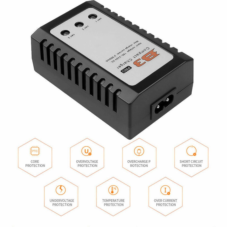 B3 LIPO Battery Charger 7.4v 11.1v 2s 3s Cells for RC LiPo US Plug ...