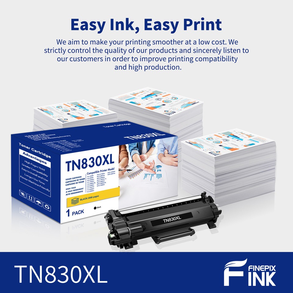 2 Pack TN830XL Toner Compatible with Brother MFC-L2760DW MFC-L2820DW HL ...