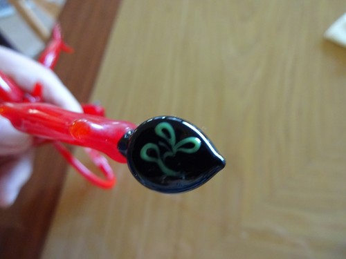 Glass Art work/sculpture of RED DEVIL, by John Zinner - standing w arms ...